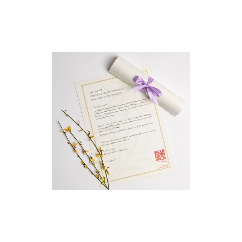 Pergamena Solidale Anniversario Elegante - Regali Solidali AISM