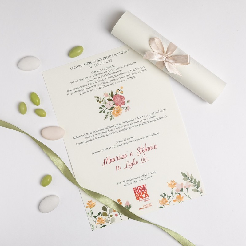 Pergamena Solidale Matrimonio Fantasia- Regali Solidali AISM