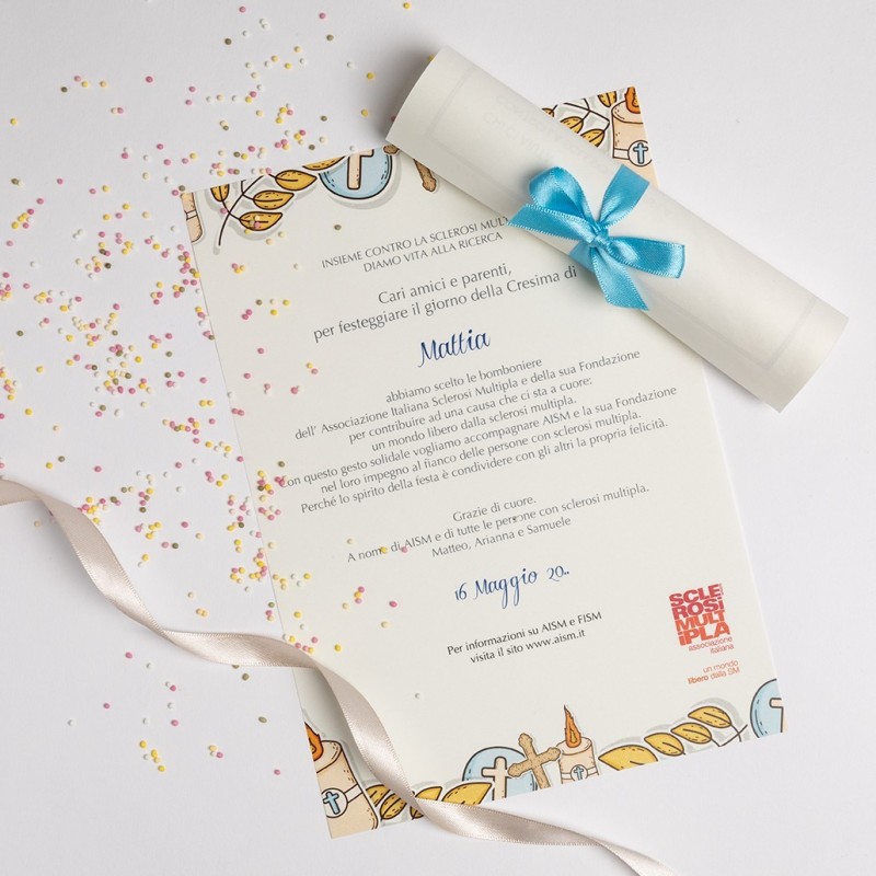Pergamena Solidale Cresima Fantasia- Regali Solidali AISM