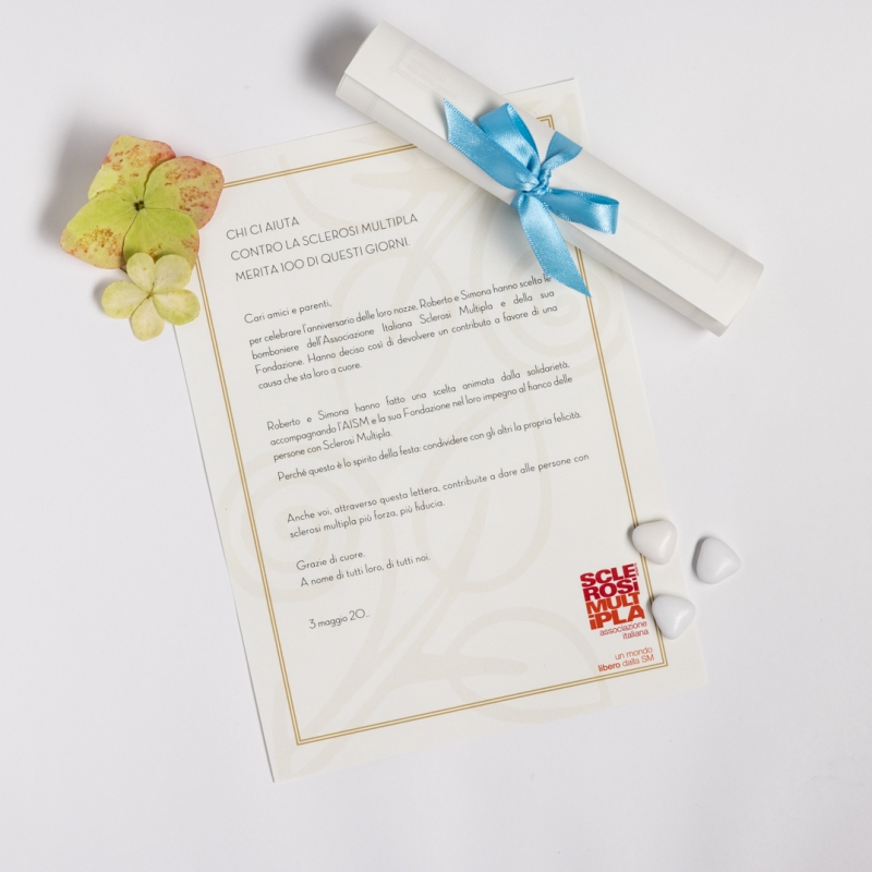 Pergamena Solidale Anniversario Elegante - Regali Solidali AISM