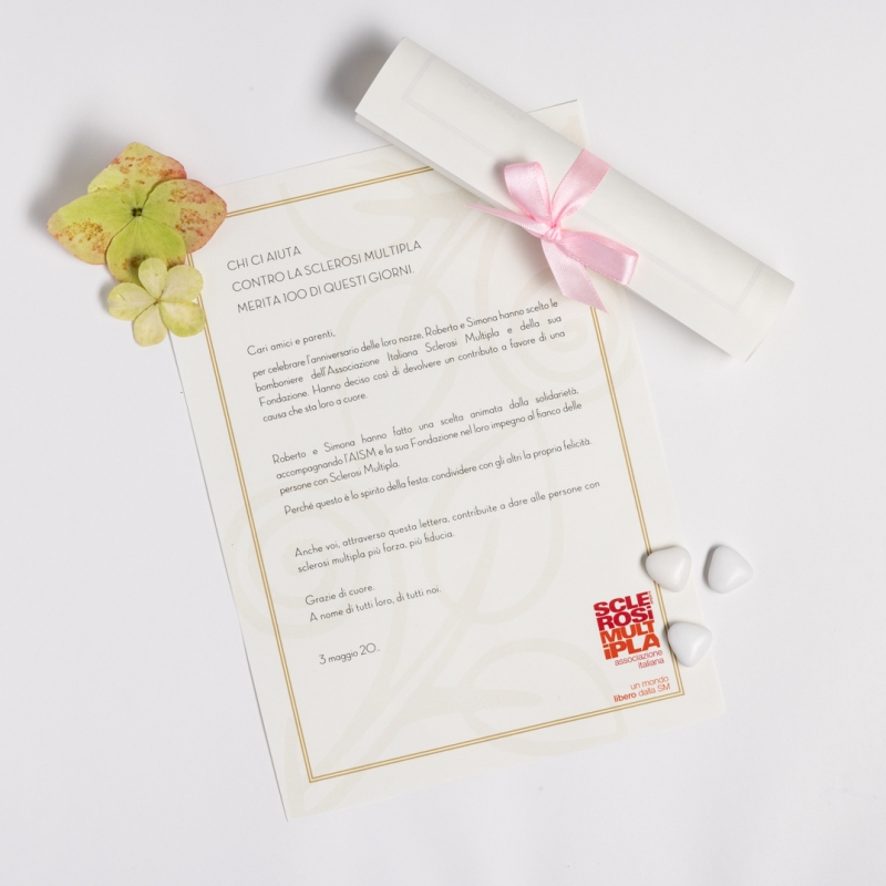 Pergamena Solidale Anniversario Elegante - Regali Solidali AISM