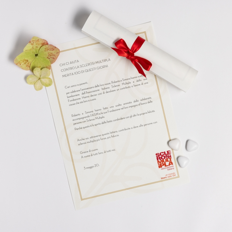 Pergamena Solidale Anniversario Elegante - Regali Solidali AISM