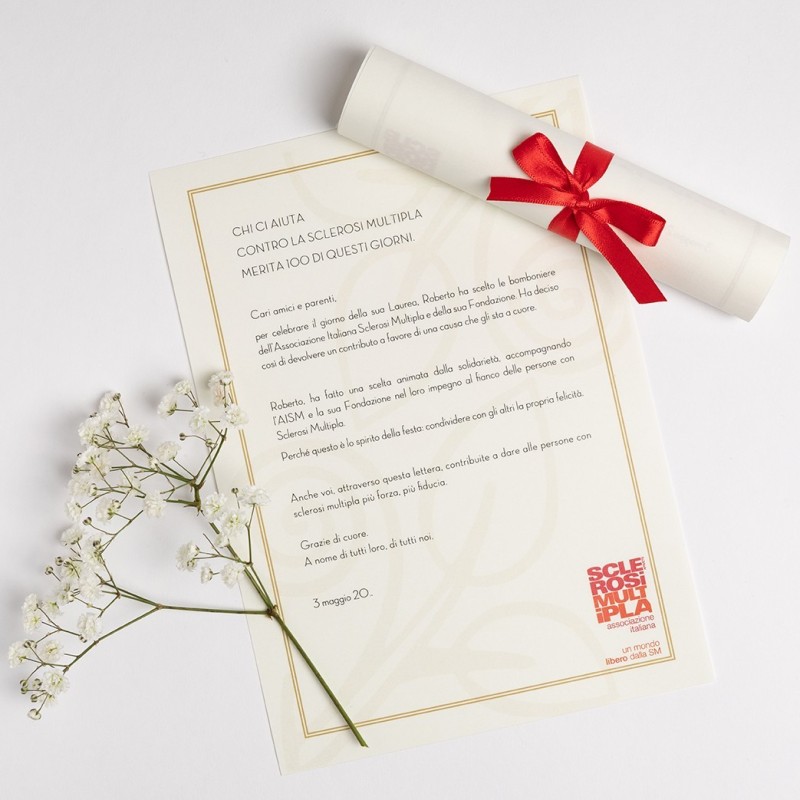 Pergamena Solidale Laurea Elegante- Regali Solidali AISM
