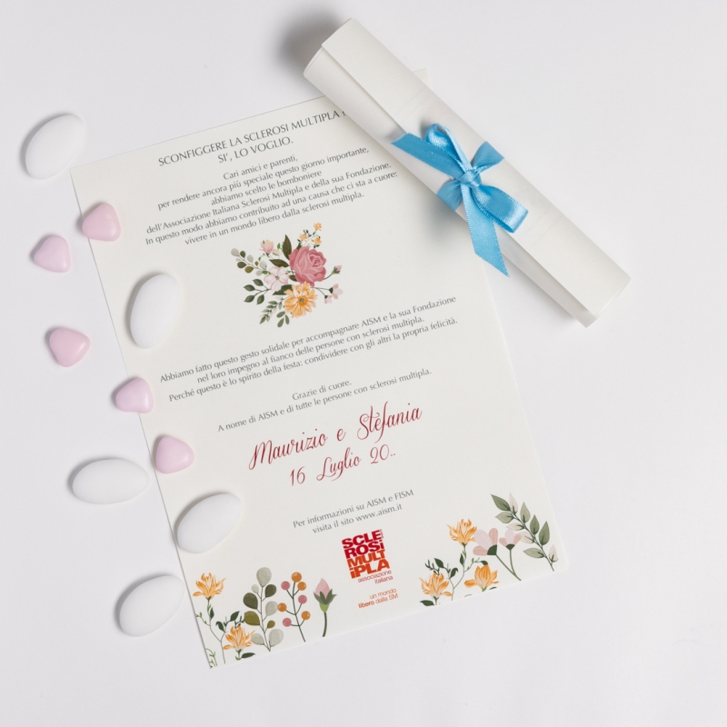 Pergamena Solidale Matrimonio Fantasia- Regali Solidali AISM